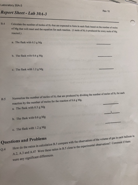 Mometr noon Laboratory 30A-3 Report Sheet - Lab 30A-3 | Chegg.com