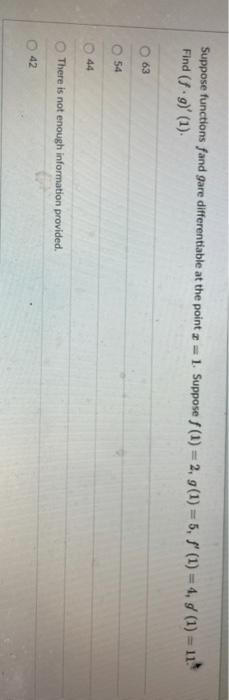 Solved Suppose functions fand gare differentiable at the | Chegg.com