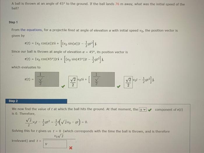 Solved A ball is thrown at an angle of 45° to the ground. If | Chegg.com