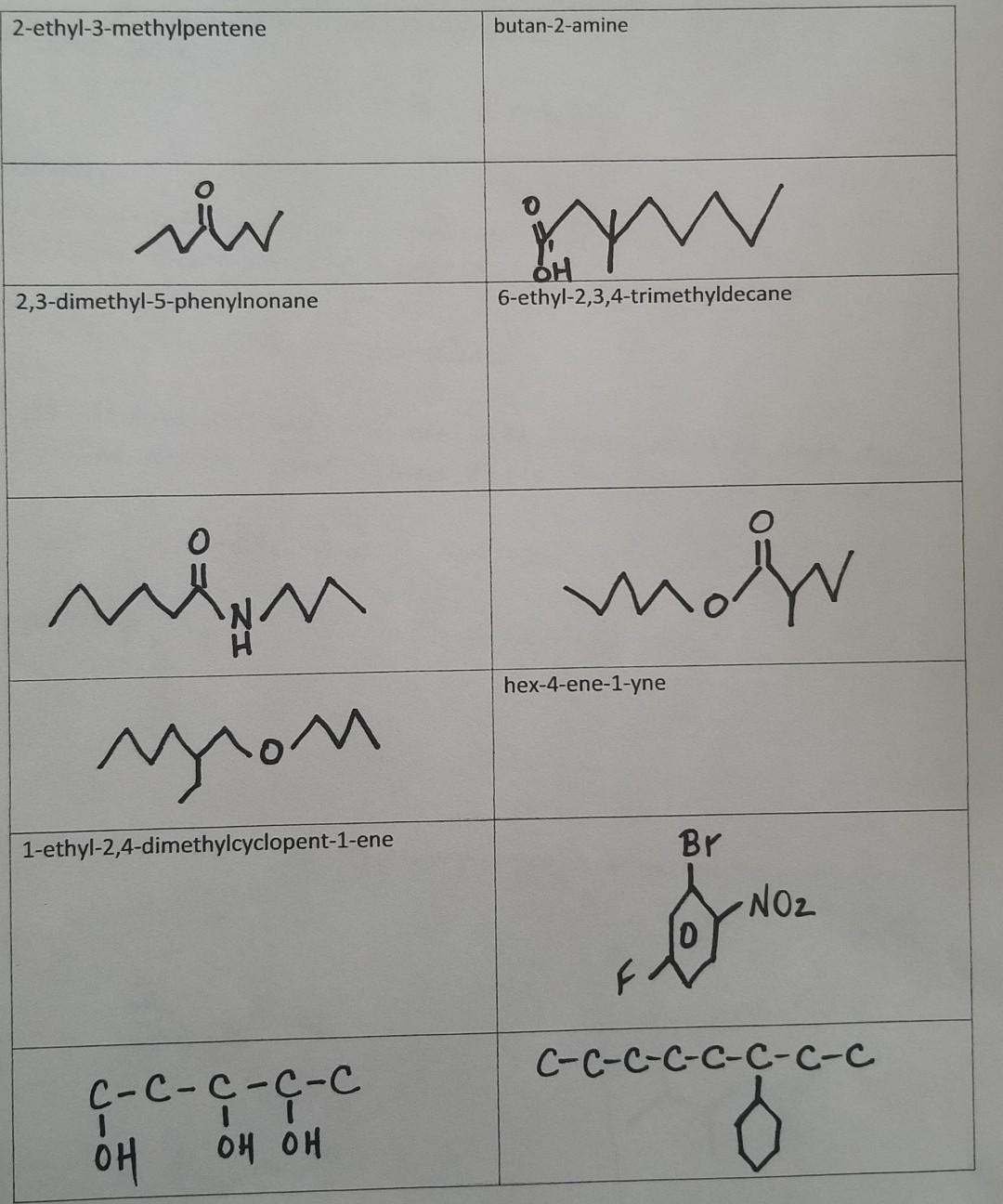 Solved 2-ethyl-3-methylpentene butan-2-amine vir WWW. OH | Chegg.com
