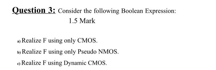 Question 3: Consider the following Boolean | Chegg.com