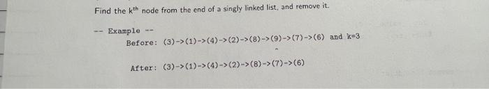 Solved Find The Kth Node From The End Of A Singly Linked 