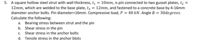 Solved A square hollow steel strut with wall thickness, | Chegg.com