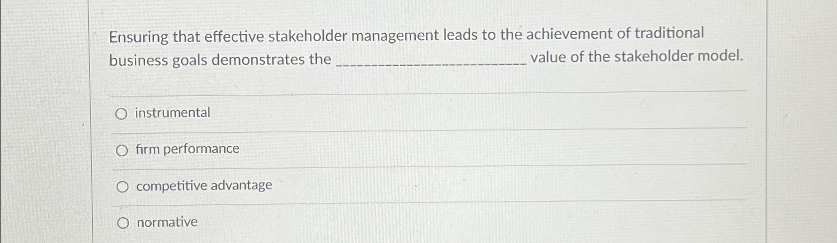 Solved Ensuring that effective stakeholder management leads | Chegg.com