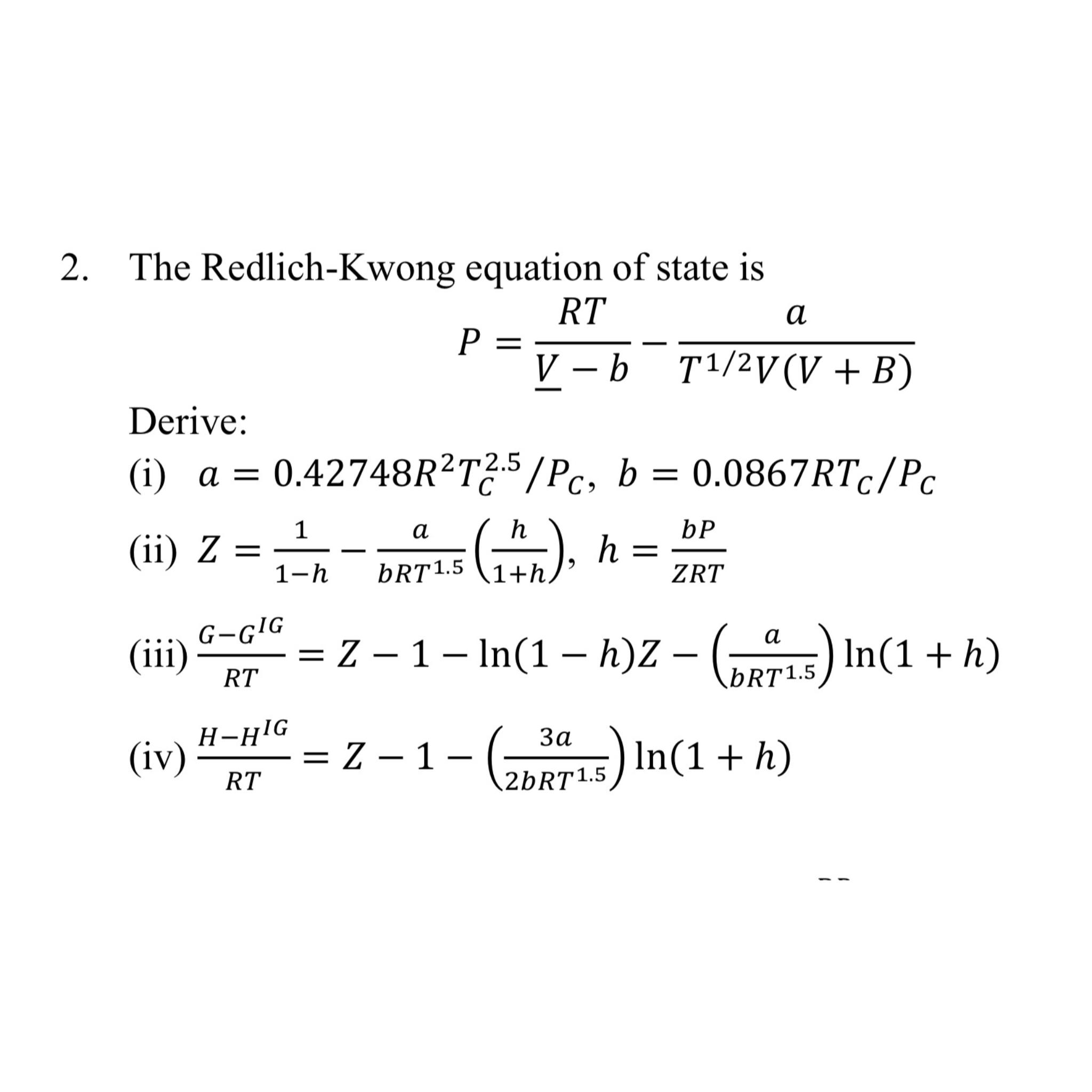 Solved The residual enthalpy can be expressed as a function | Chegg.com
