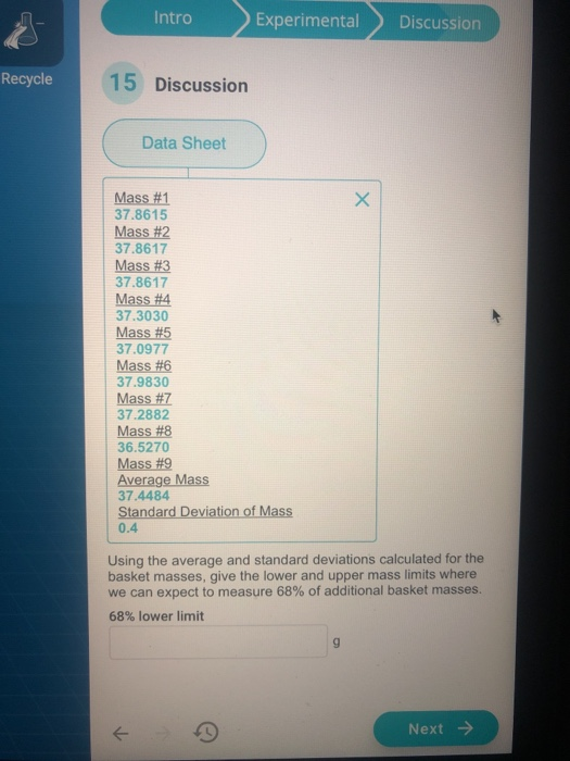 Solved Intro Experimental Discussion Recycle 15 Discussion | Chegg.com