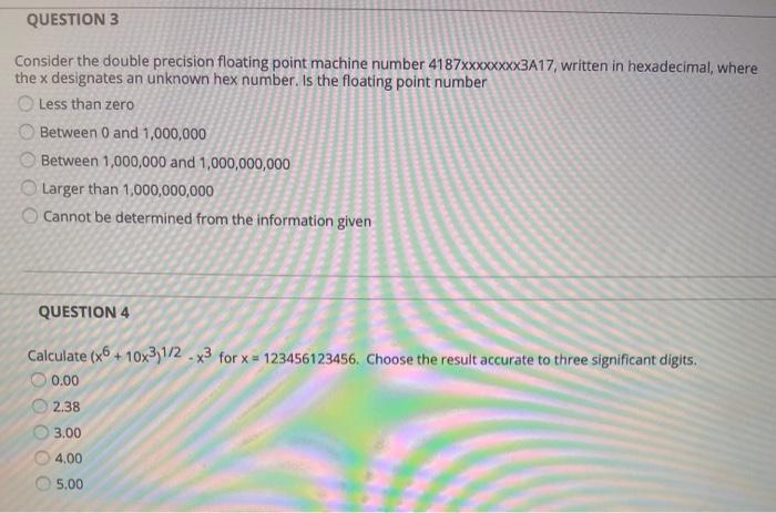 Solved QUESTION 3 Consider the double precision floating | Chegg.com