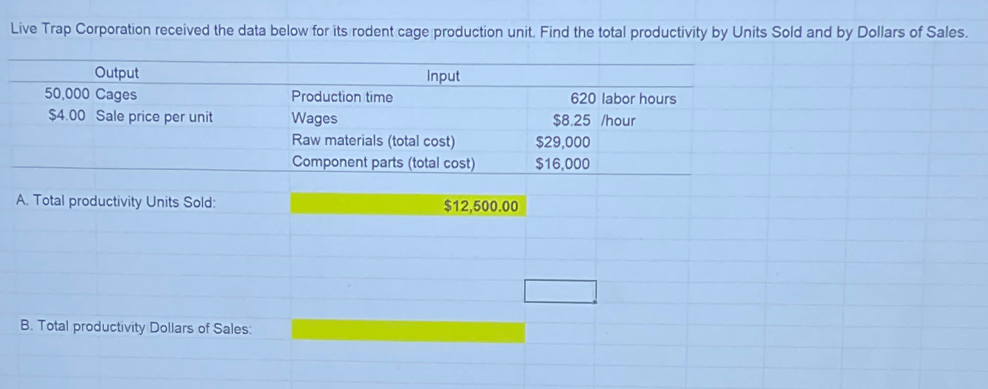 Solved Live Trap Corporation received the data below for its | Chegg.com