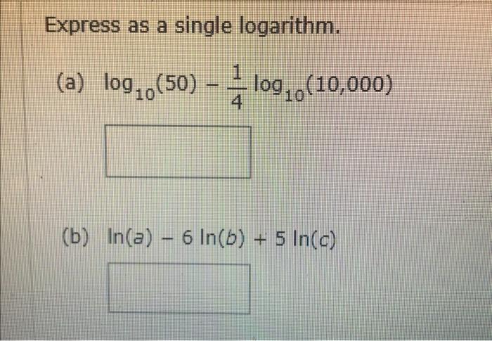Solved Express as a single logarithm. (a) | Chegg.com