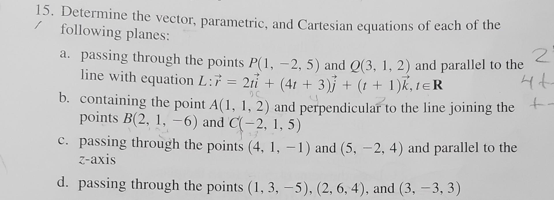15 Determine The Vector Parametric And Cartesian