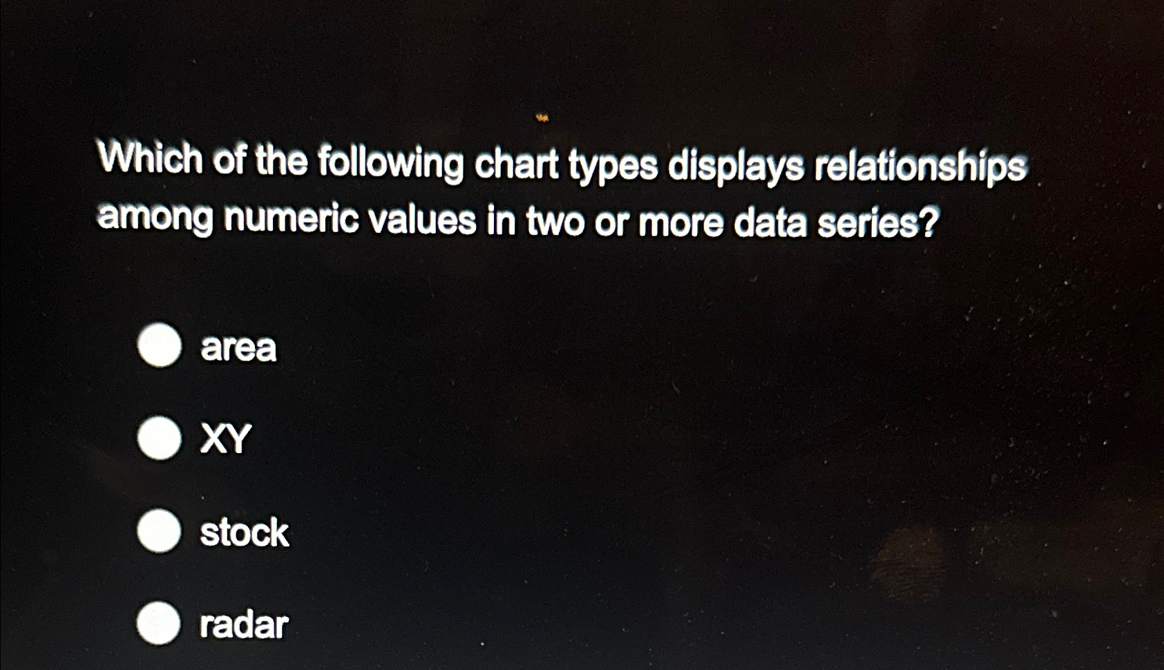 Solved Which of the following chart types displays | Chegg.com