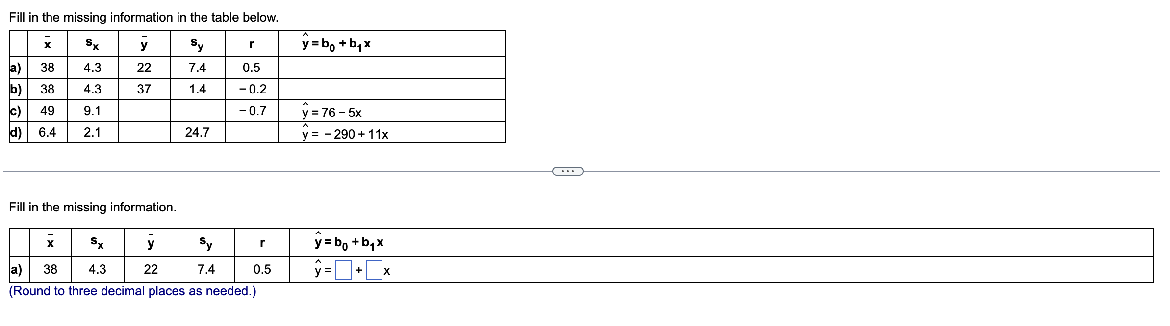 Solved Fill in the missing information in the table | Chegg.com