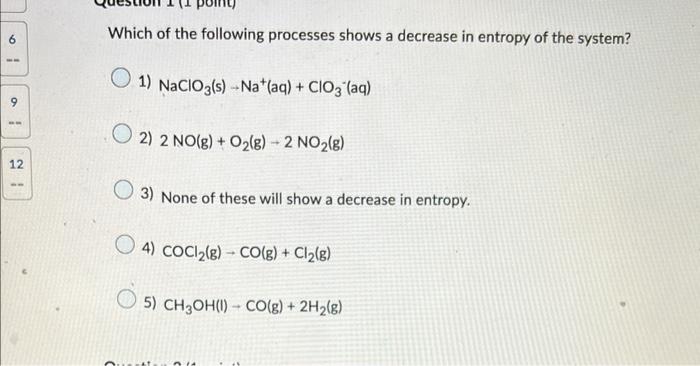Solved Which of the following processes shows a decrease in | Chegg.com