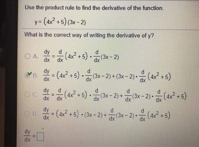 Solved Use the product rule to find the derivative of the | Chegg.com
