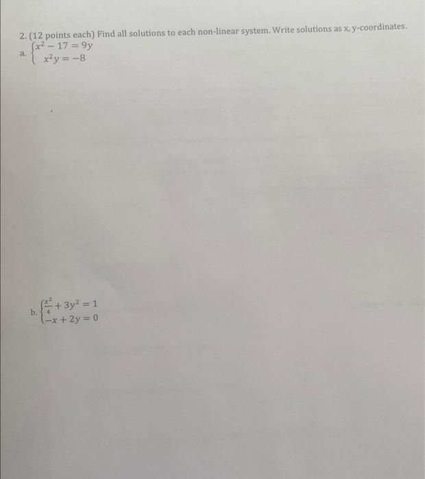 Solved 2. (12 points each) Find all solutions to each | Chegg.com