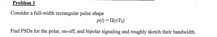 Solved Problem 1 Consider a full-width rectangular pulse | Chegg.com