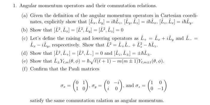 Solved Angular Momentum Operators And Their Commutation
