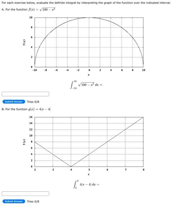 Solved For each exercise below, evaluate the definite | Chegg.com