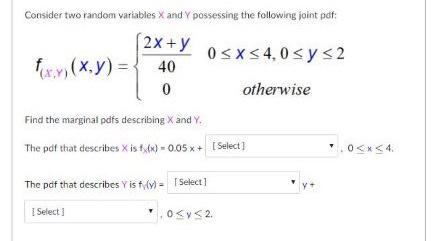Solved Consider two random variables X and Y possessing the | Chegg.com