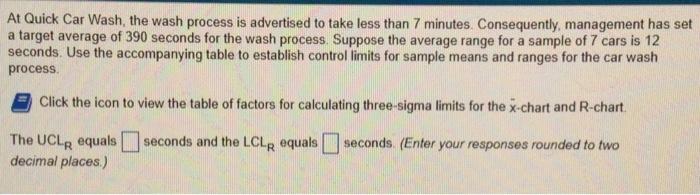 Solved Factors for calculating three-sigma limits for the | Chegg.com
