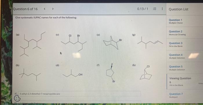 Solved Give systematic IUPAC names for each of the | Chegg.com