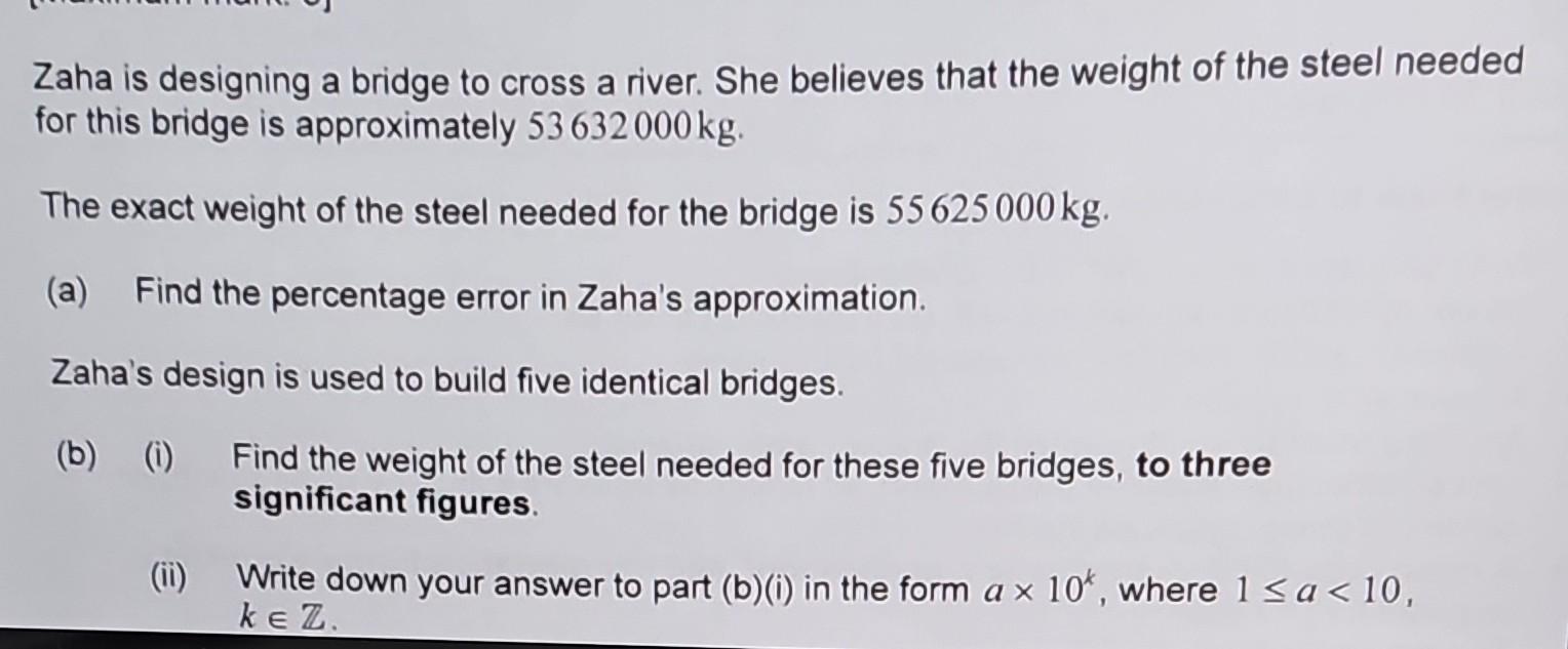 Solved Zaha is designing a bridge to cross a river. She | Chegg.com