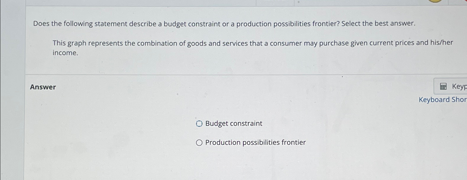Solved Does the following statement describe a budget | Chegg.com