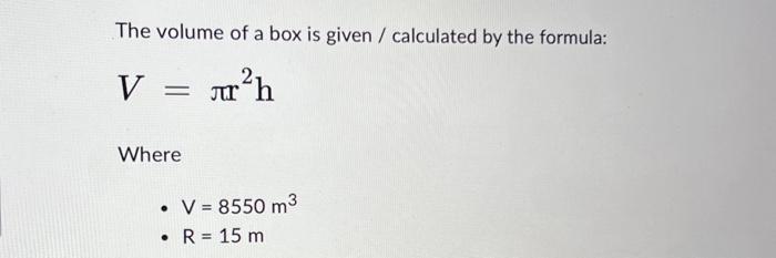 Solved The volume of a box is given / calculated by the | Chegg.com