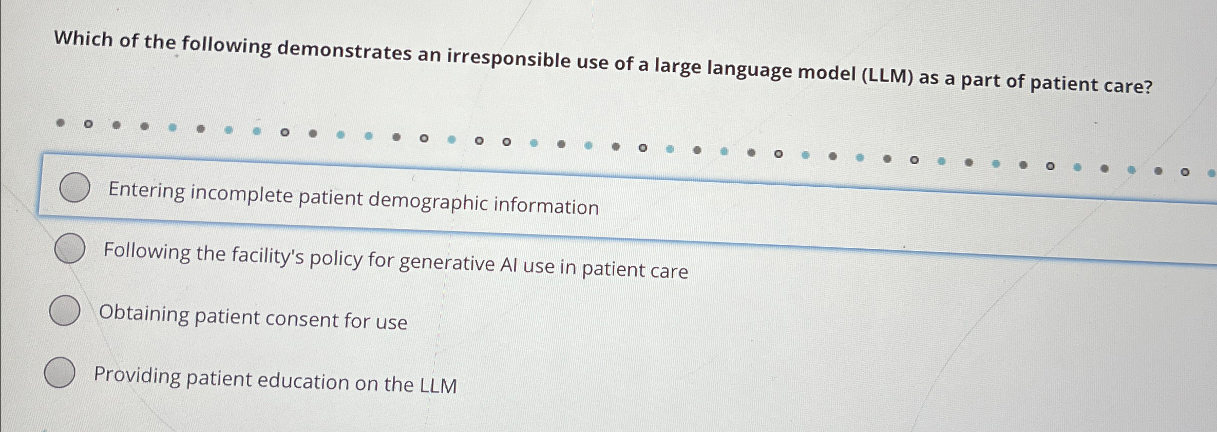 Solved Which of the following demonstrates an irresponsible | Chegg.com