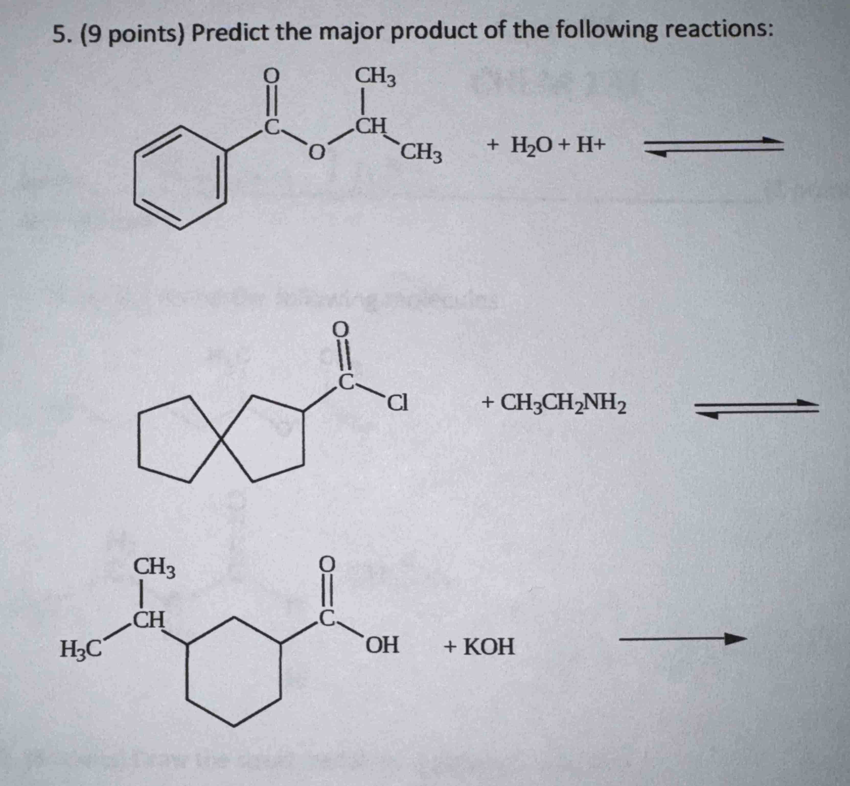 Solved (9 ﻿points) ﻿Predict the major product of the | Chegg.com