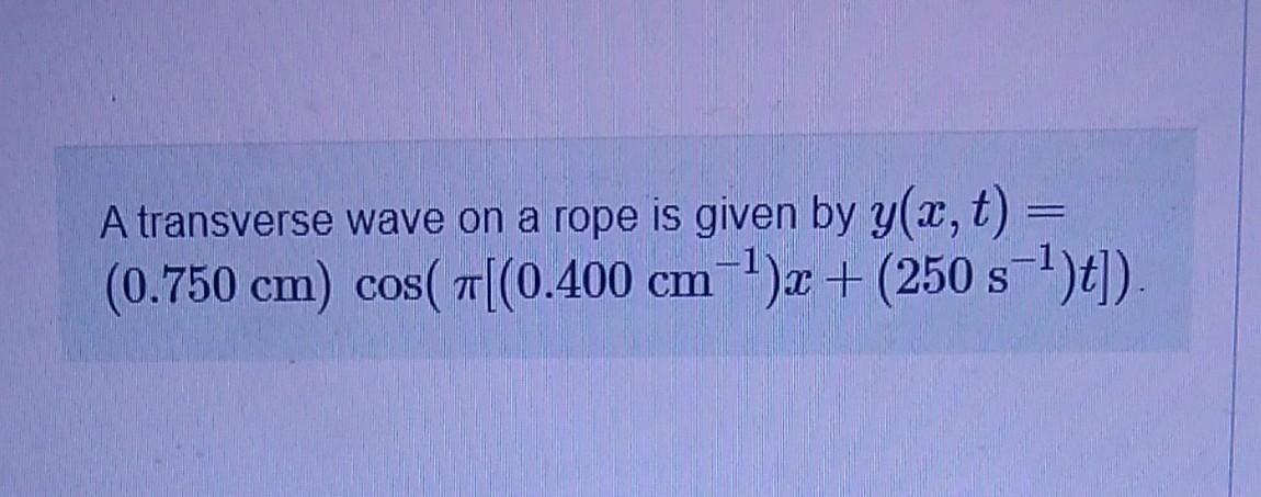 Solved A transverse wave on a rope is given by y(x,t)= | Chegg.com