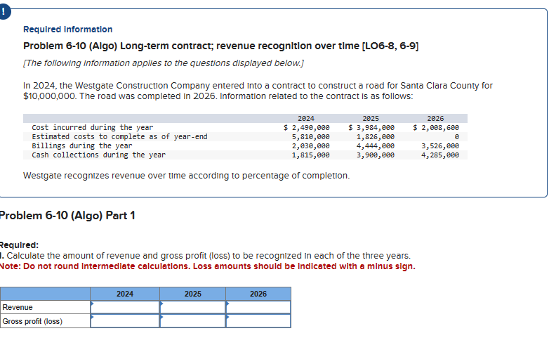 Solved Problem 6-10 (Algo) ﻿Part 1Requlred:Calculate the | Chegg.com