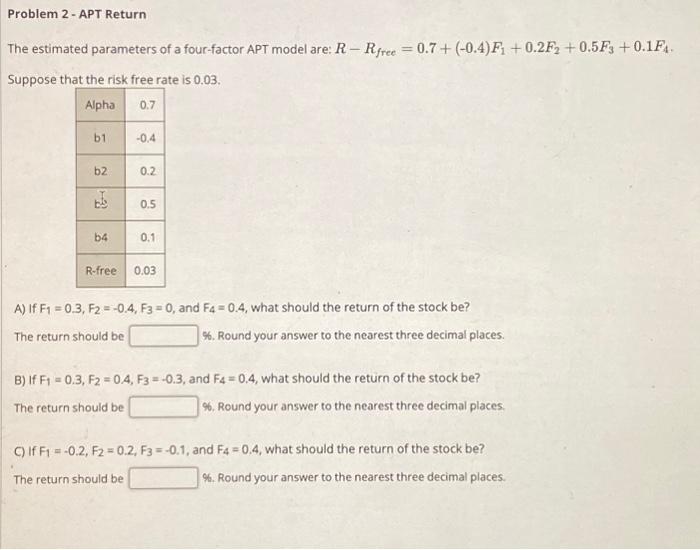Solved Problem 2 - APT Return The estimated parameters of a | Chegg.com