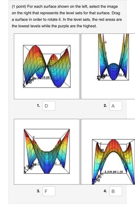Solved (1 point) For each surface shown on the left, select | Chegg.com