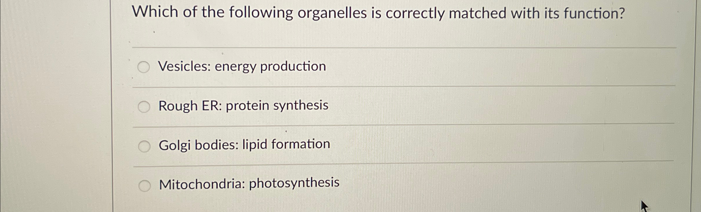 Solved Which of the following organelles is correctly | Chegg.com
