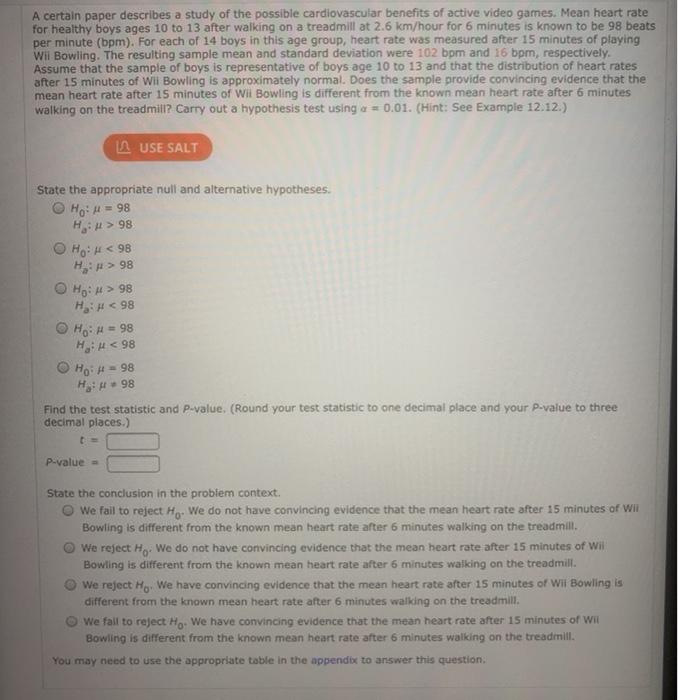 Solved A certain paper describes a study of the possible | Chegg.com