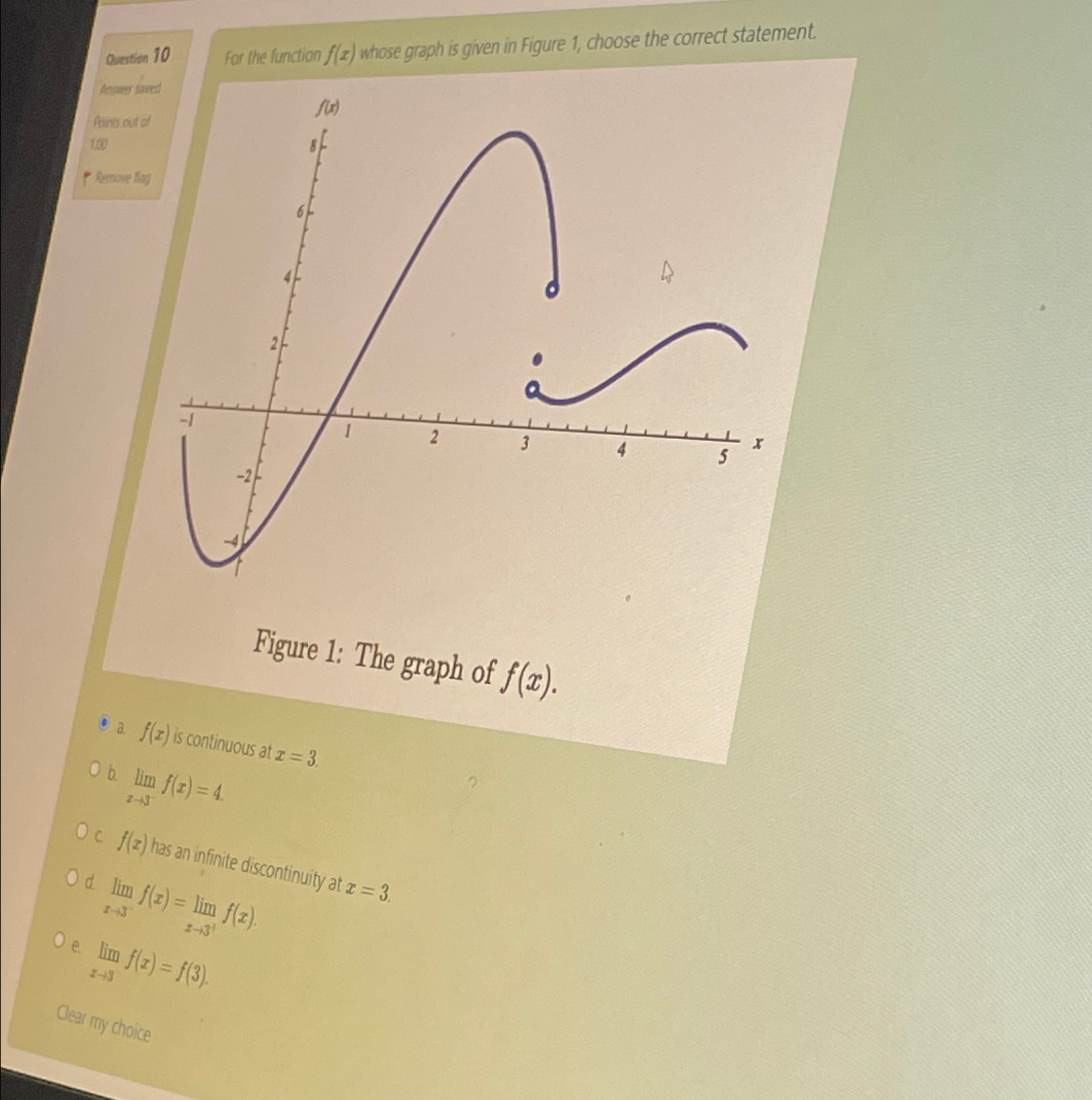 Solved Question 10For the function f(x) ﻿whose graph is | Chegg.com
