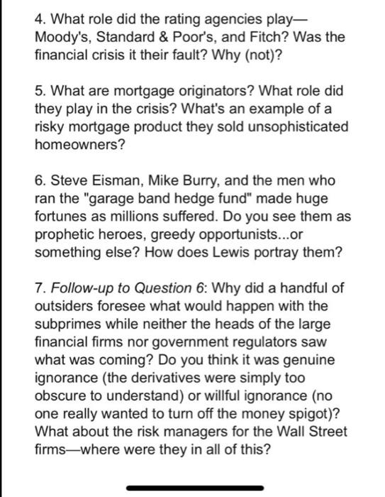 Solved Check out The Big Short and answer these questions in | Chegg.com