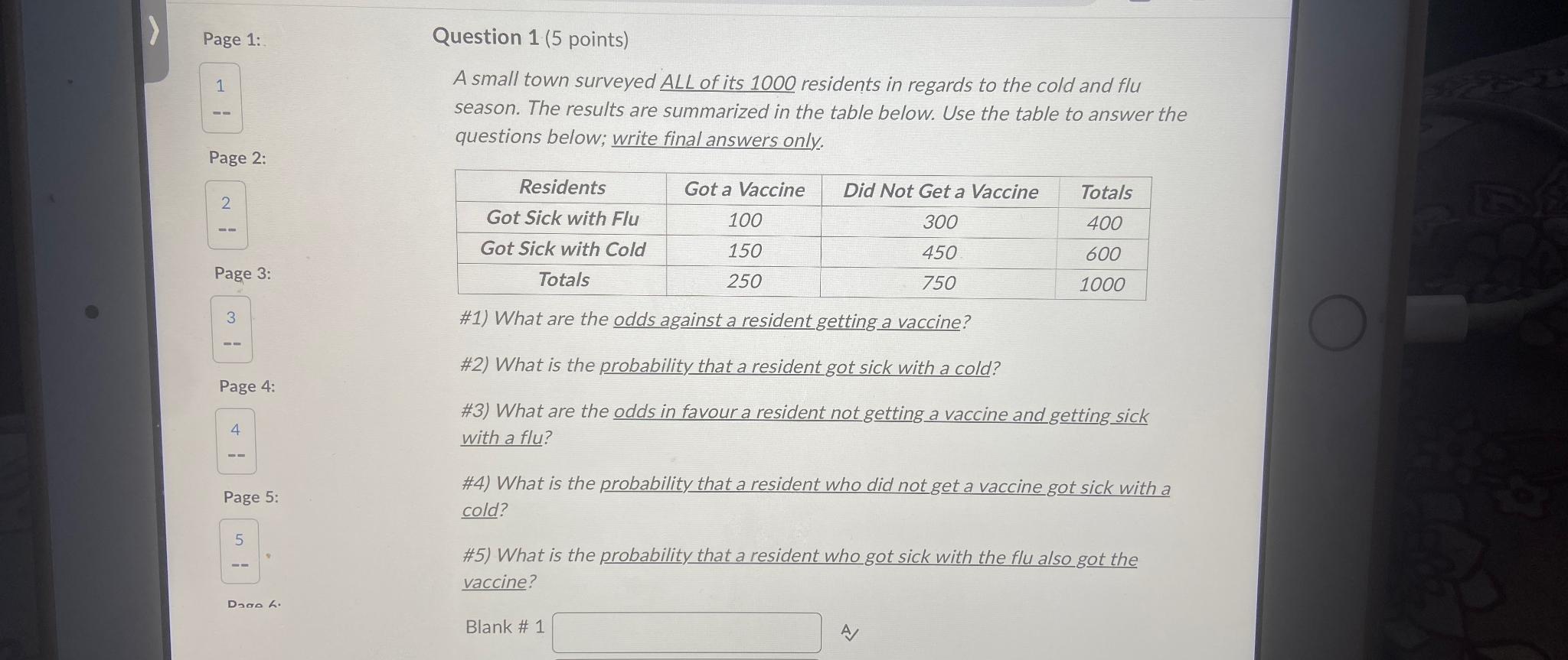 Solved Dara 4.Question 1 (5 ﻿points)A small town surveyed | Chegg.com