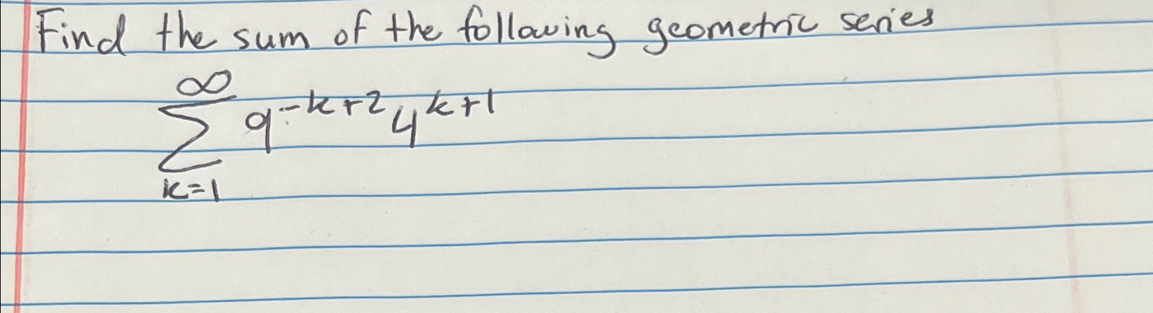 Solved Find the sum of the following geometric | Chegg.com | Chegg.com