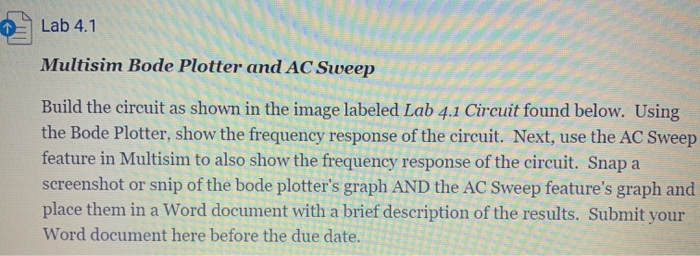 Solved multisim bode plotter and AC sweepshow frequency | Chegg.com