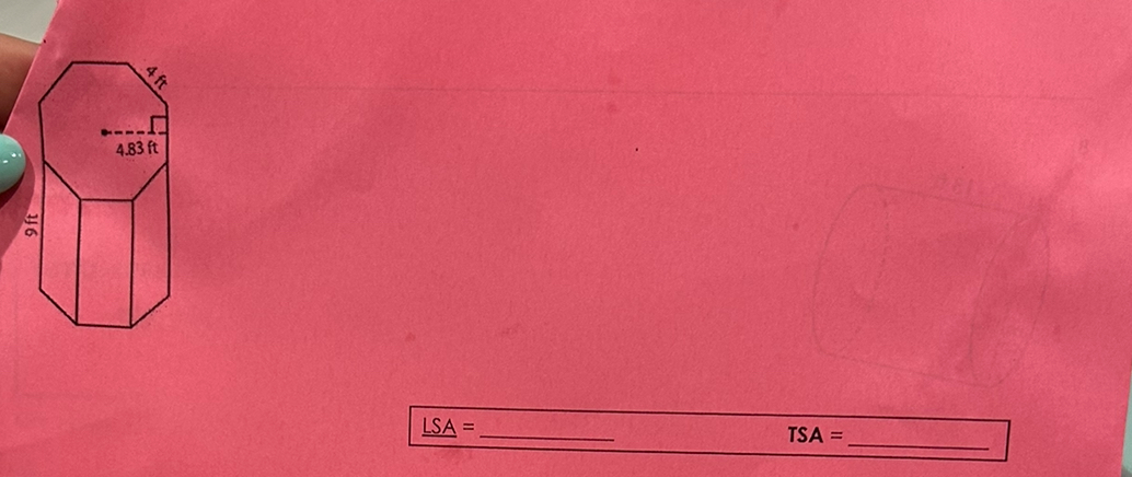 Solved 6) ﻿Regular __________ ﻿prismLSA= ﻿TSA= | Chegg.com