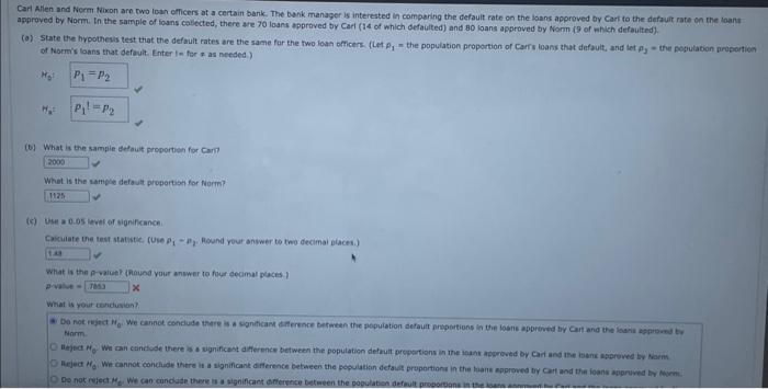 Solved Carl Aflen and Norm Nixon are two loan eflicers at a | Chegg.com