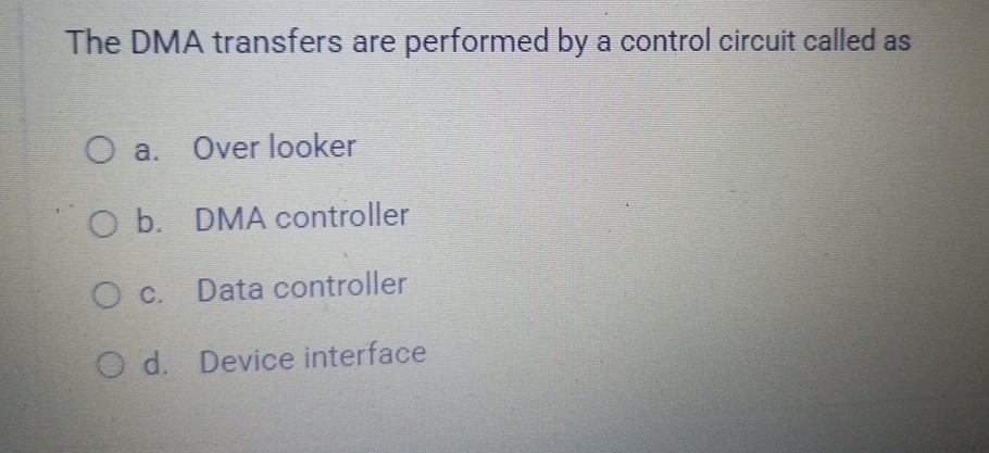 Solved The DMA transfers are performed by a control circuit | Chegg.com