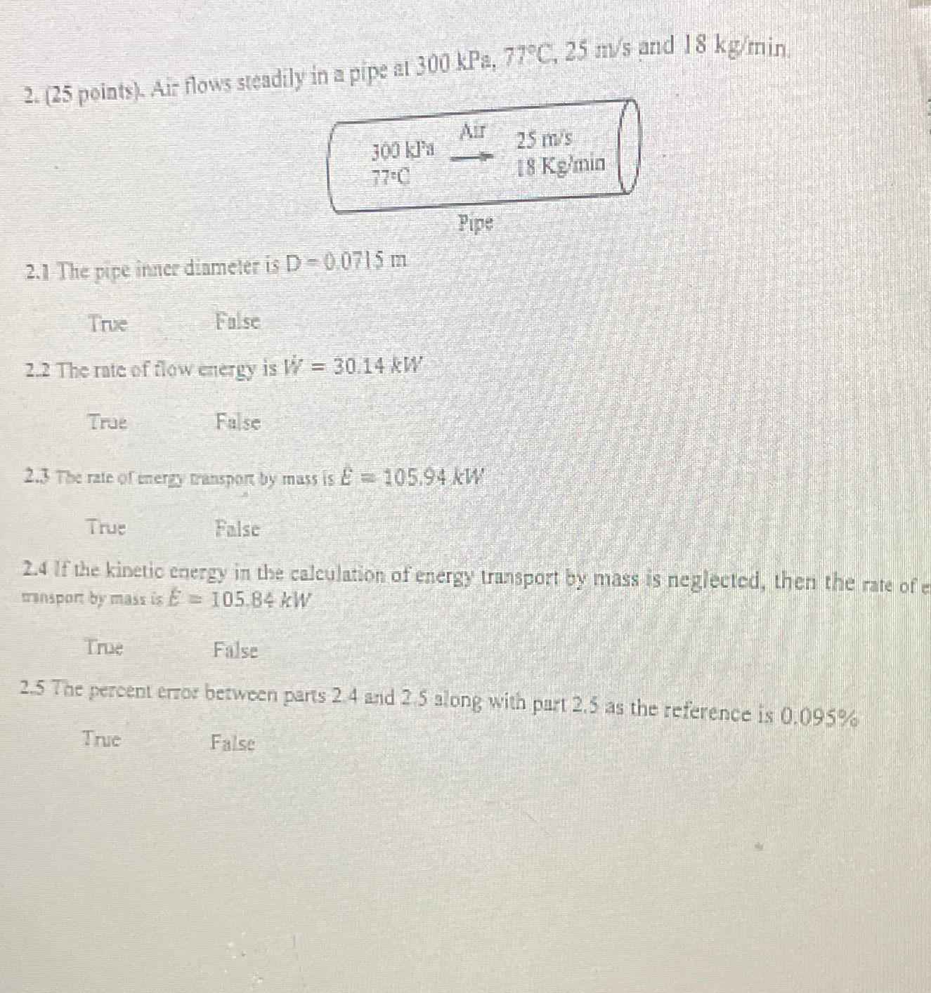 Solved Air Flows steadily in a pipe at 300kPa. 77C, 25m/s | Chegg.com