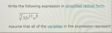 Solved Write the following expression in simplified radical | Chegg.com