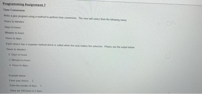 Solved Programming Assignment 7 Time Conversion Write a java | Chegg.com