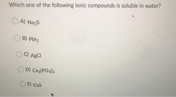 Solved Which one of the following ionic compounds is soluble | Chegg.com