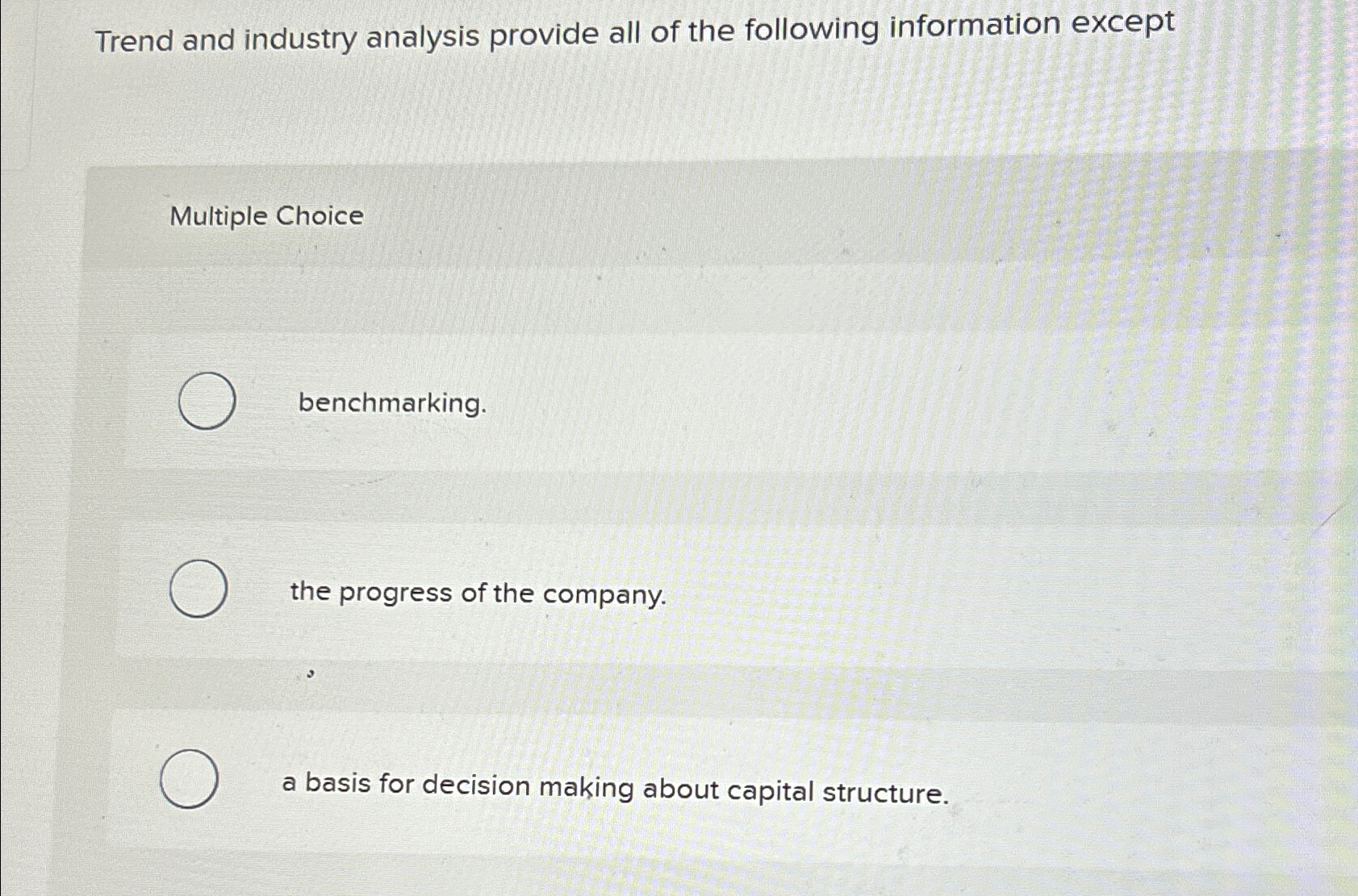 Solved Trend and industry analysis provide all of the | Chegg.com