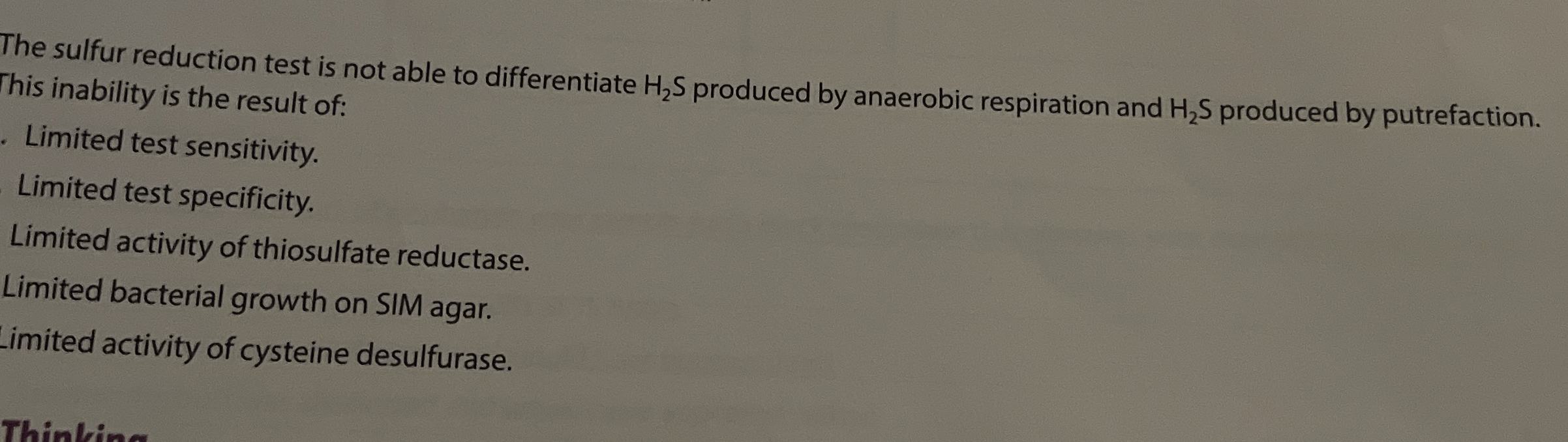 Solved The sulfur reduction test is not able to | Chegg.com